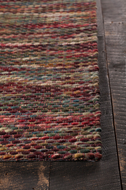 Argos Hand-Woven Contemporary Wool Rug, Rectangular Red/Multi 5'x7'6 ...