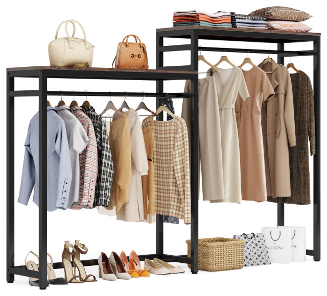 Tribesigns Freestanding Clothes Organizer, Garment Rack With Hanging ...