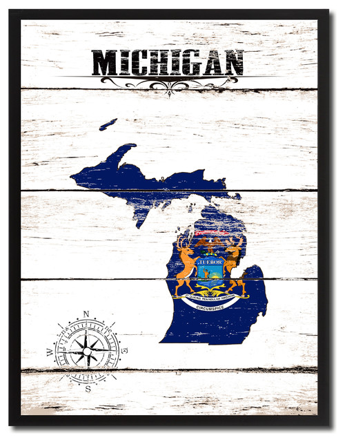 Michigan State Flag Canvas, 28"x37", 22"x29" - Contemporary - Prints ...