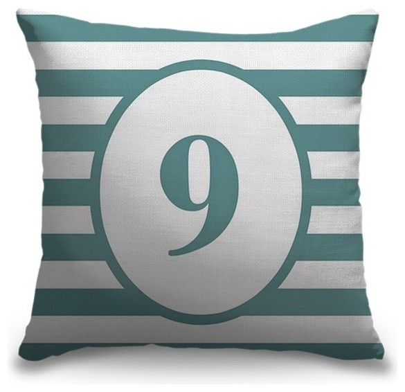 "Number Nine - Striped Oval" Outdoor Pillow, 16" x 16" - Contemporary ...