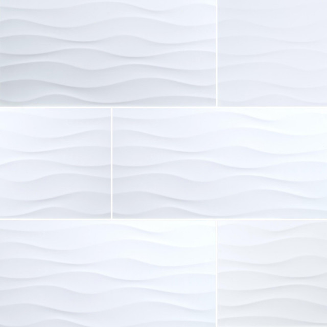 Dymo Wavy White 12X24 Glossy Ceramic Tile - Traditional - Wall And ...