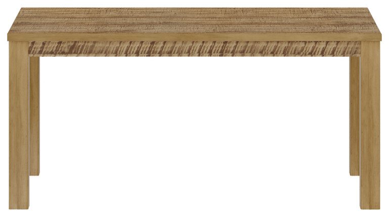 35" Walnut Light Brown Rectangular Solid Wood Dining Table - Farmhouse ...