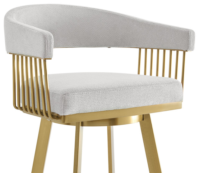 Chelsea 26" Swivel Counter Stool, Gold Brushed Stainless Steel and Gray ...
