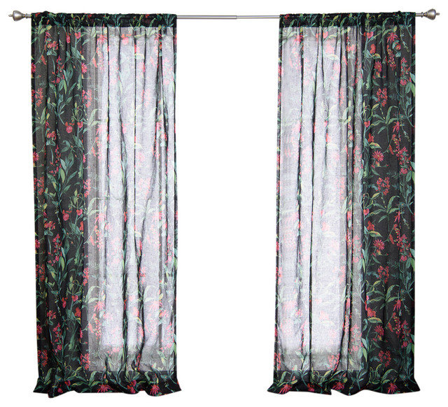 Sheer Floral Curtains, Set of 2 - Contemporary - Curtains - by Best ...