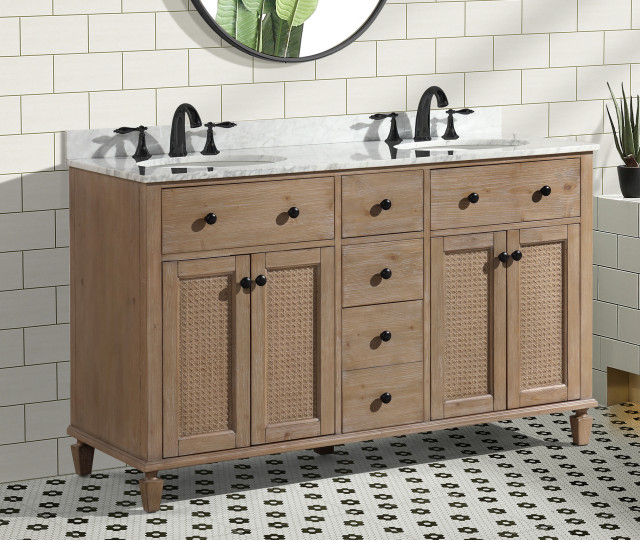 Ari Kitchen and Bath Annie 55" Double Bath Vanity Weathered Fir ...