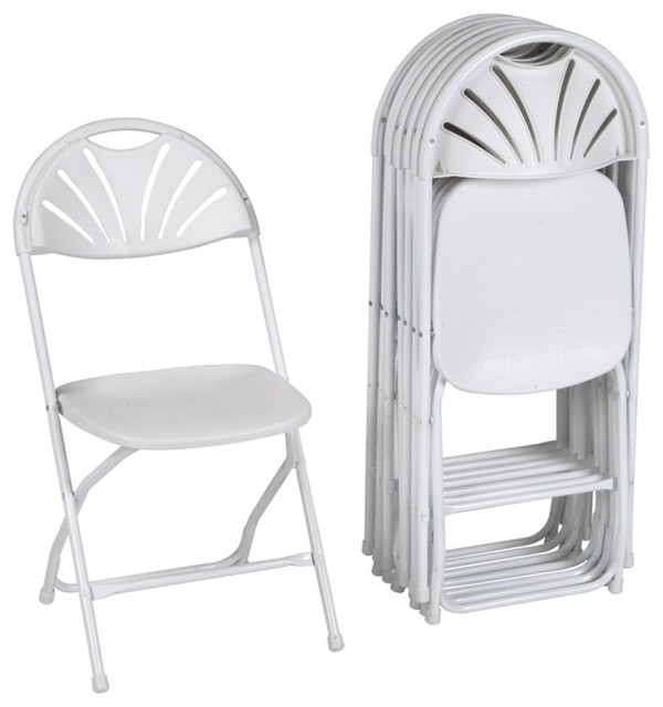 ZOWN Premium Commercial Plastic Stacking Folding Chair in White (8-Pack ...