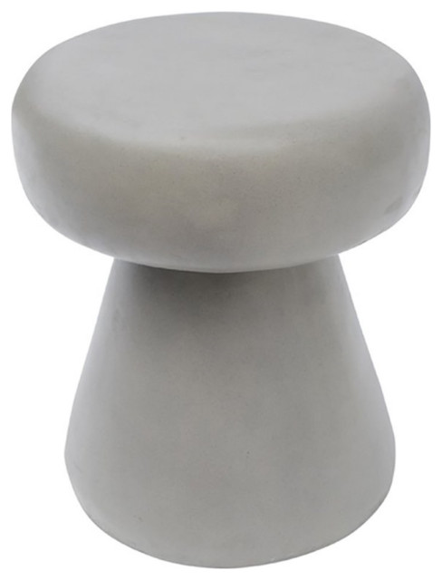 Modrest Boyd 18" Round Modern Solid Concrete Stone Stool in Gray ...