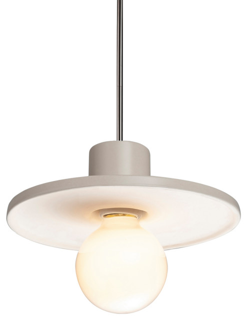 Radiance Saucer Pendant, Matte White, Brushed Nickel, Rigid Stem ...