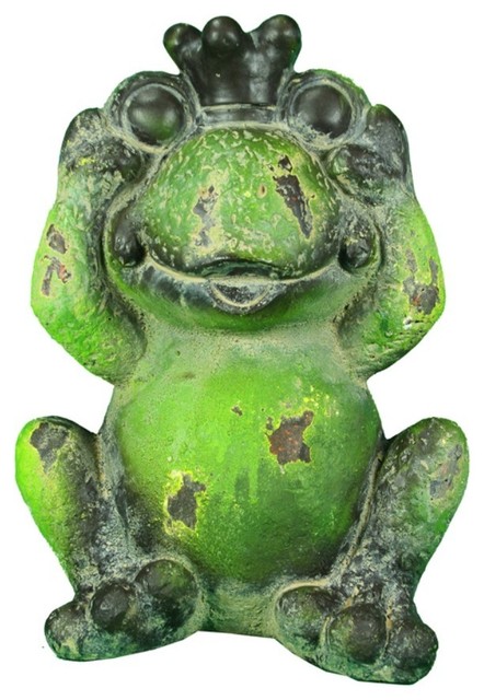 Dashing FIGURINE FROG WITH HAPPY FACE, Green - Eclectic - Decorative ...