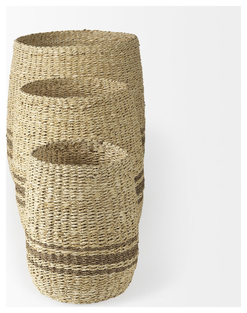 Set of Three Detailed Wicker Storage Baskets - Tropical - Baskets - by ...