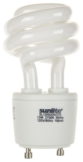 Sunlite 13 Watt Gu24 Sprial, Gu24 Base, Warm White - Traditional ...