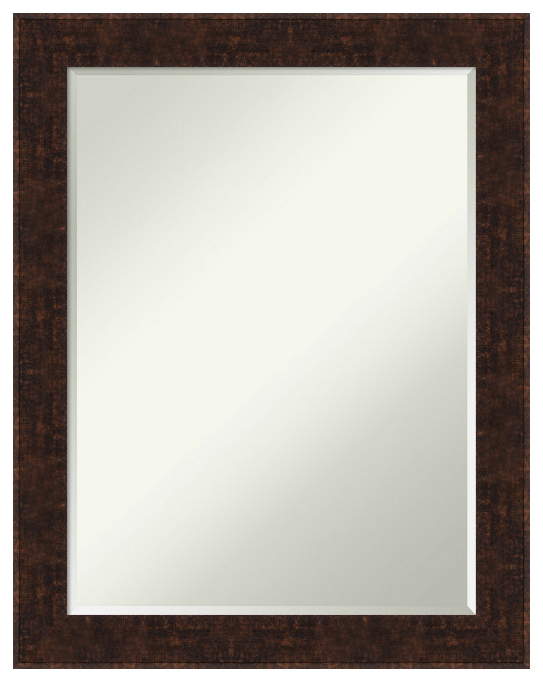 William Mottled Bronze Narrow Petite Bevel Wall Mirror 22 x 28 in ...