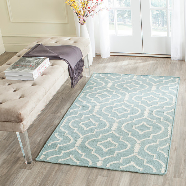 Safavieh Dhurries Dhu637C Light Blue, Ivory Area Rug, 4'0" x 6'0 ...