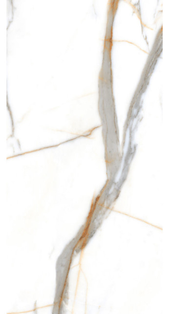Calacatta Gold Natural Glossy Porcelain Tile, 32x64 - Traditional ...