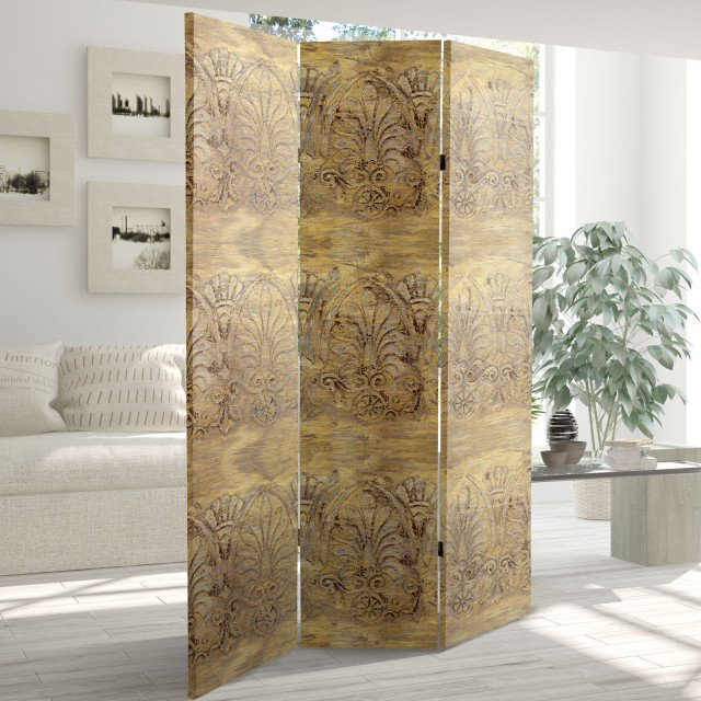 6' Tall Baroque Flourish Canvas Room Divider - French Country - Screens ...