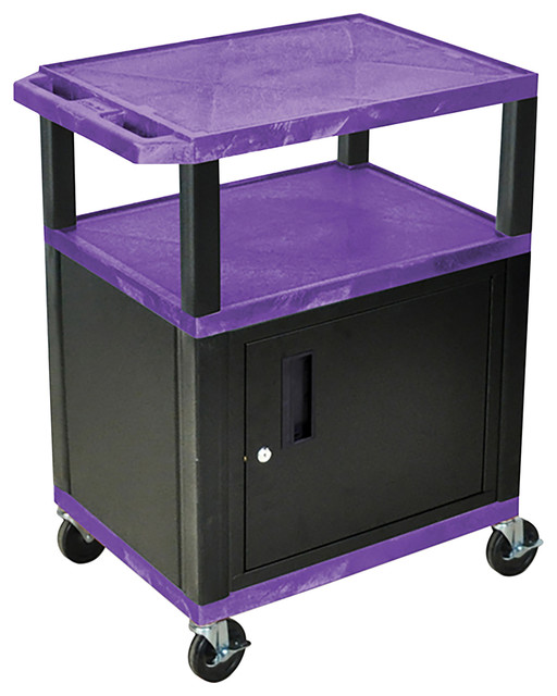 Luxor Tuffy 3-Shelf AV Cart With Legs, Cabinet and Electric ...