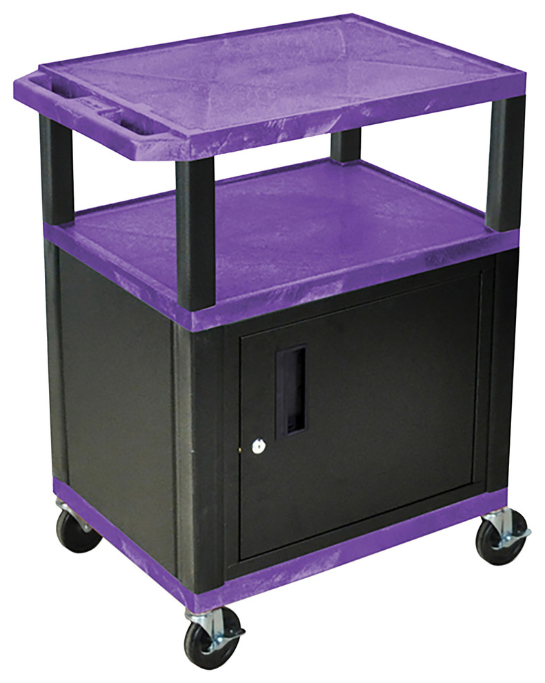 Luxor Tuffy 3-Shelf AV Cart With Legs, Cabinet and Electric ...