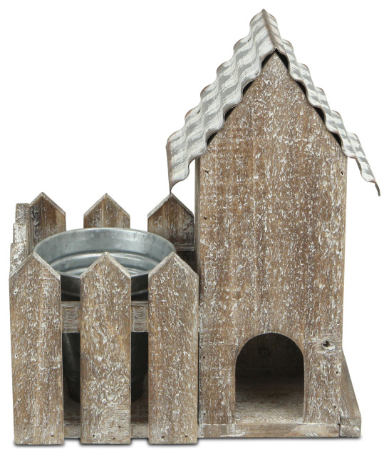 2 Story Bird house With Galvanized pot in yard - Farmhouse - Birdhouses ...