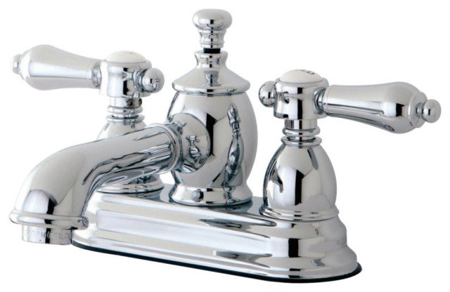 4" Centerset Faucet, Heritage Spout, Metal Lever Handle, Polished ...