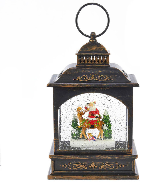 9" LED Santa Lantern With Motion, 9" - Holiday Accents And Figurines ...