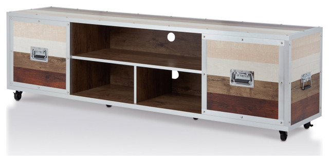 Multicolor TV Stand for 78" TVs, Unique Design with Casters and Metal ...