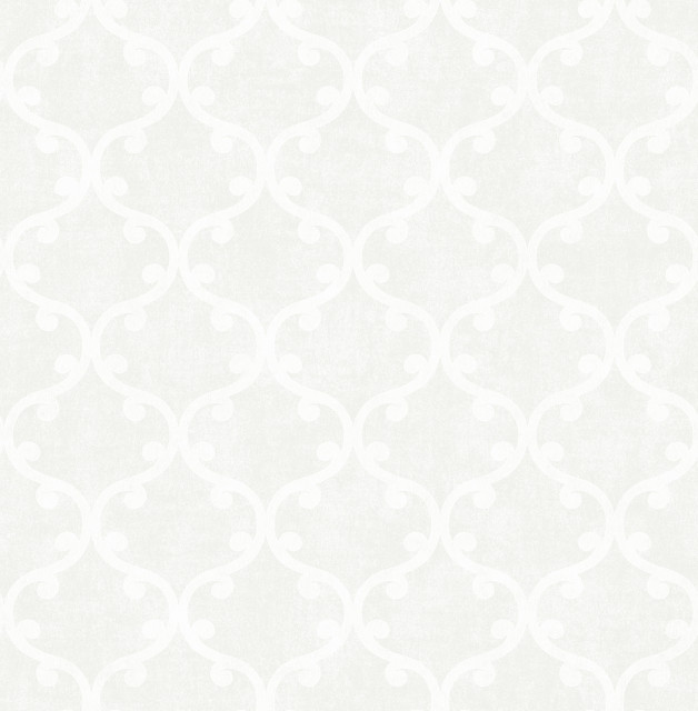 White Geometric Scroll Wallpaper - Transitional - Wallpaper - by SK ...