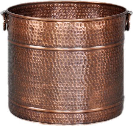 Large Copper Planter Hammered, 15", Diameter - Traditional - Indoor ...