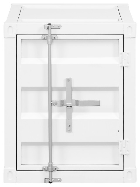 Benzara BM207464 Industrial Style Metal Cargo End Table with Openable ...