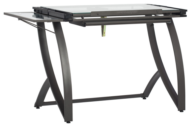 Luxe Drawing, Drafting, Craft Table, Drawer/Folding Side Shelf, Pewter ...