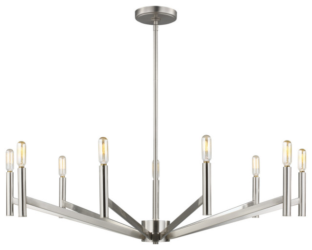 Vector Nine Light Chandelier in Brushed Nickel - Transitional ...