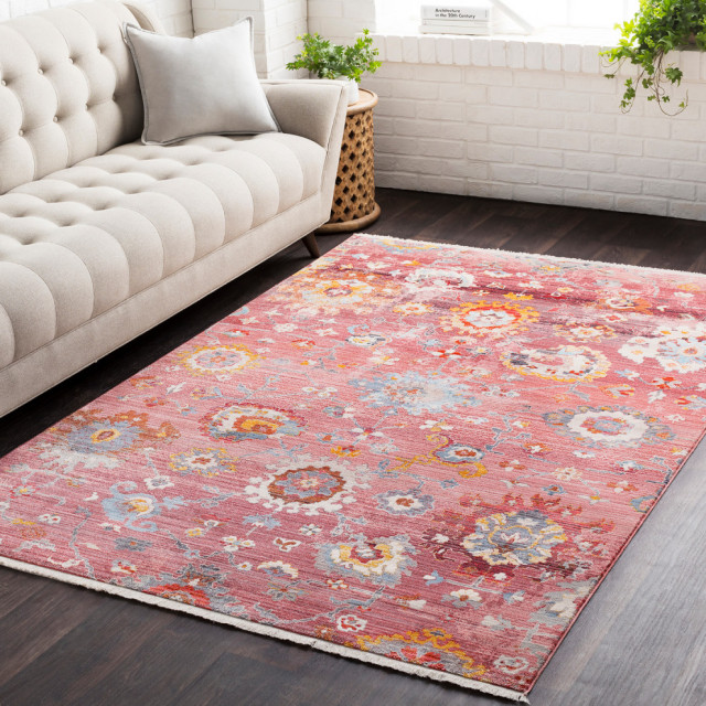 Ephesians Updated Traditional Pale Pink, Rose Area Rug, 9'x12'10 ...