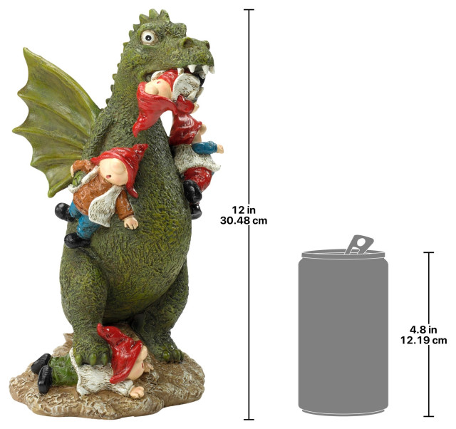 Dragon's Gonna Get Ya! Garden Gnome Apocalypse Statue - Contemporary ...
