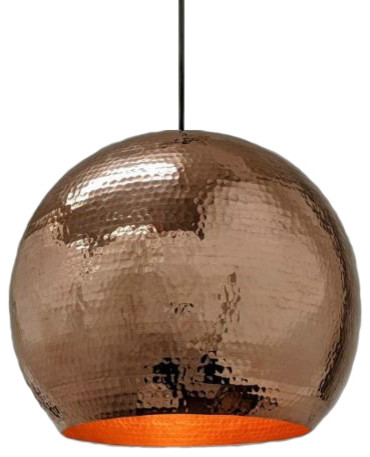 Copper Globe Pendant Light in Polished Copper, Small - Transitional ...