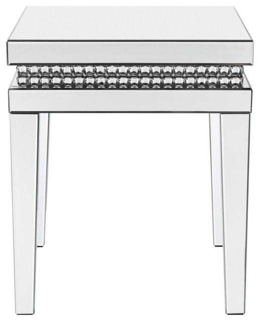 Ergode End Table Mirrored and Faux Crystals Inlay - Contemporary - Side ...