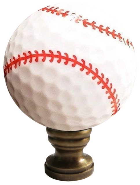 Baseball Lamp Finial, White with Red Stitching 2.25"h - Traditional ...