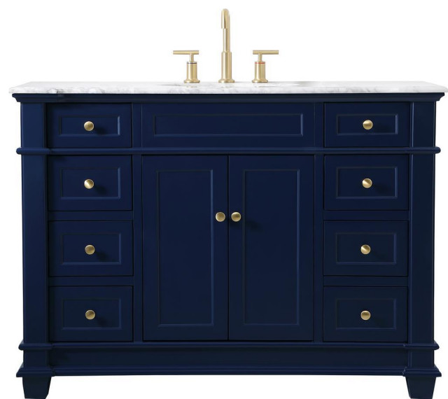Elegant Blue Single Vanity, 48", Single - Transitional - Bathroom ...