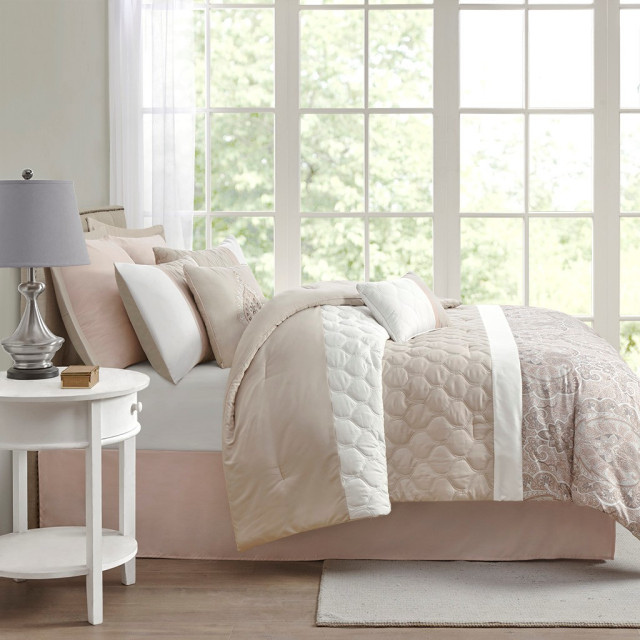 510 Design Shawnee 8 Piece Comforter Set, Blush, Queen - Traditional ...