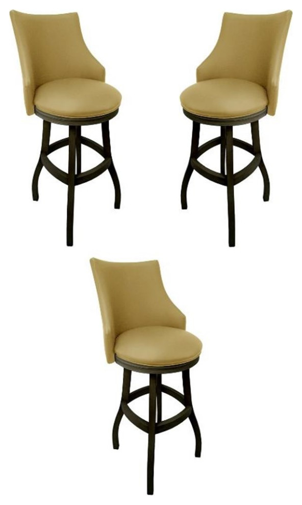 Home Square 34" Swivel Wood Tall Bar Stool in Tan & Shadow - Set of 2 ...