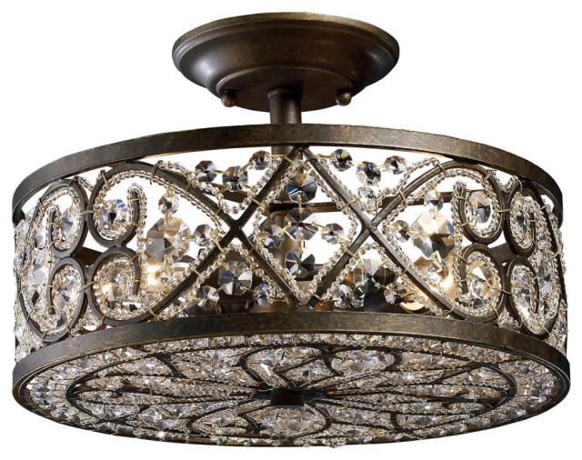Amherst 4-Light Semi-Flush in Antique Bronze - Mediterranean - Flush ...