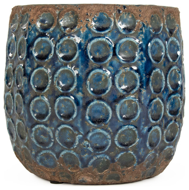 Distressed Blue Dotted Vase Large - Farmhouse - Vases - by Hudson Home ...