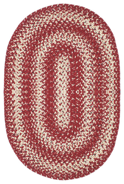 Homespice Decor - 2 x 3' Oval Barn Red Ultra Durable Braided Rug, 2 x 3 ...
