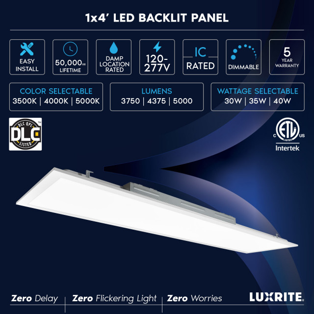 Luxrite 1x4 FT LED Panel Lights 30/35/40W 3CCT Dimmable 4 Pack - Modern ...