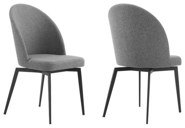 Armen Living Sunny 19" Fabric Swivel Dining Room Chairs in Gray/Black ...