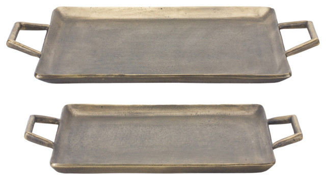 Bronze Metal Tray, 2-Piece Set - Transitional - Serving Trays - by ...