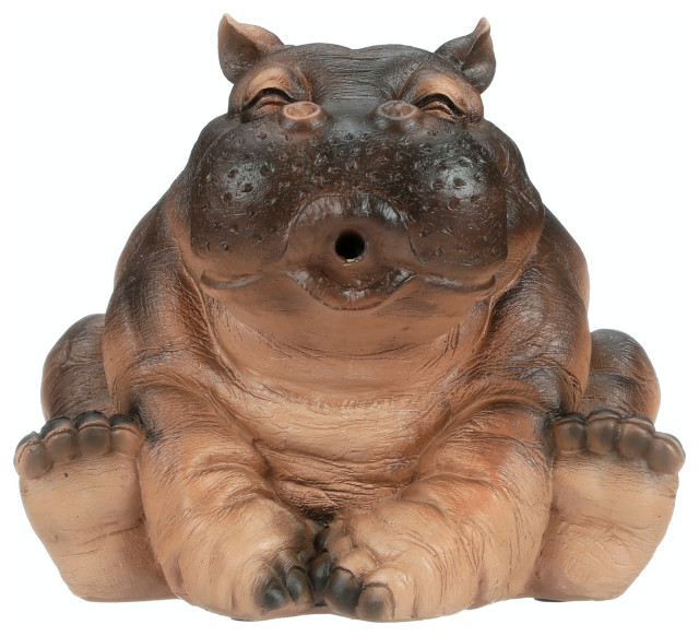 Hanna the Hippo Spitter Piped Statue - Contemporary - Outdoor Fountains ...