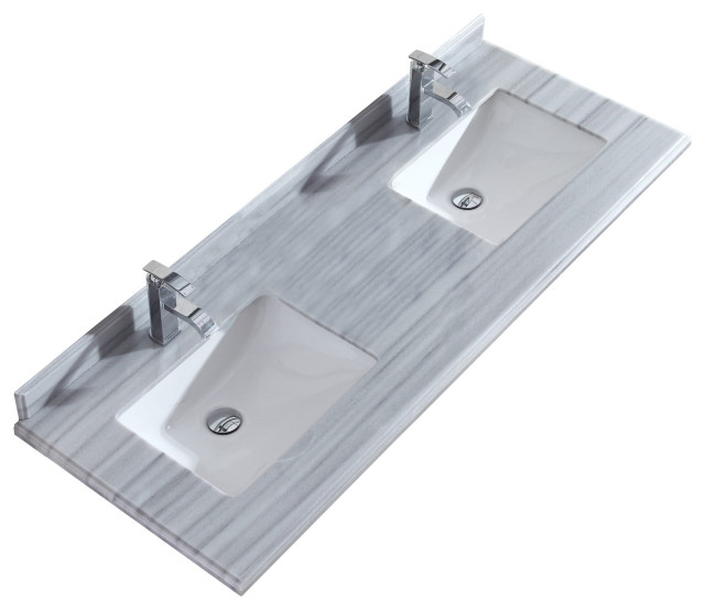 Forever 60" Single Hole Marble Countertop With Double Rectangular ...