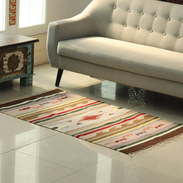 Novica Handmade Geometric Flair Wool Area Rug (3X5) - Southwestern ...