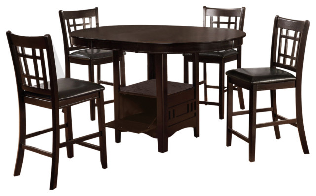 Lavon 5-piece Counter Height Dining Room Set Espresso and Black ...