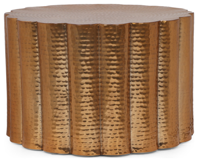 Ellome Boho Handcrafted Aluminum Scallop Edged Coffee Table ...