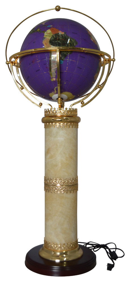 Illuminated Purple World Globe Rotated by motor - Size: 19"L x 19"W x ...